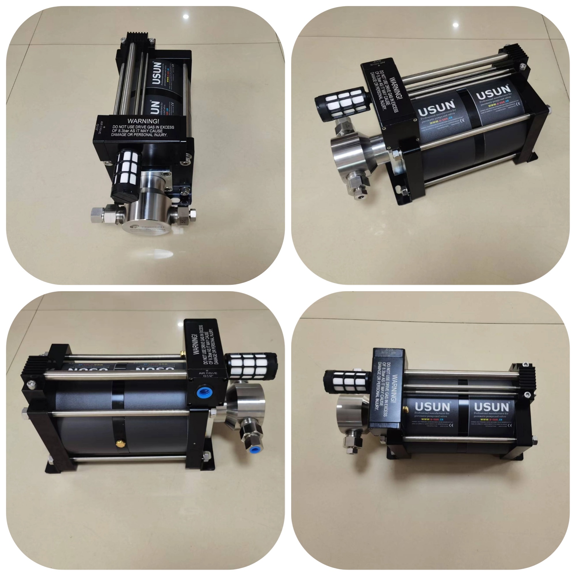 USUN Model:2AH Middle Size 160MM Double Drive Big Flow Pneumatic Driven ...